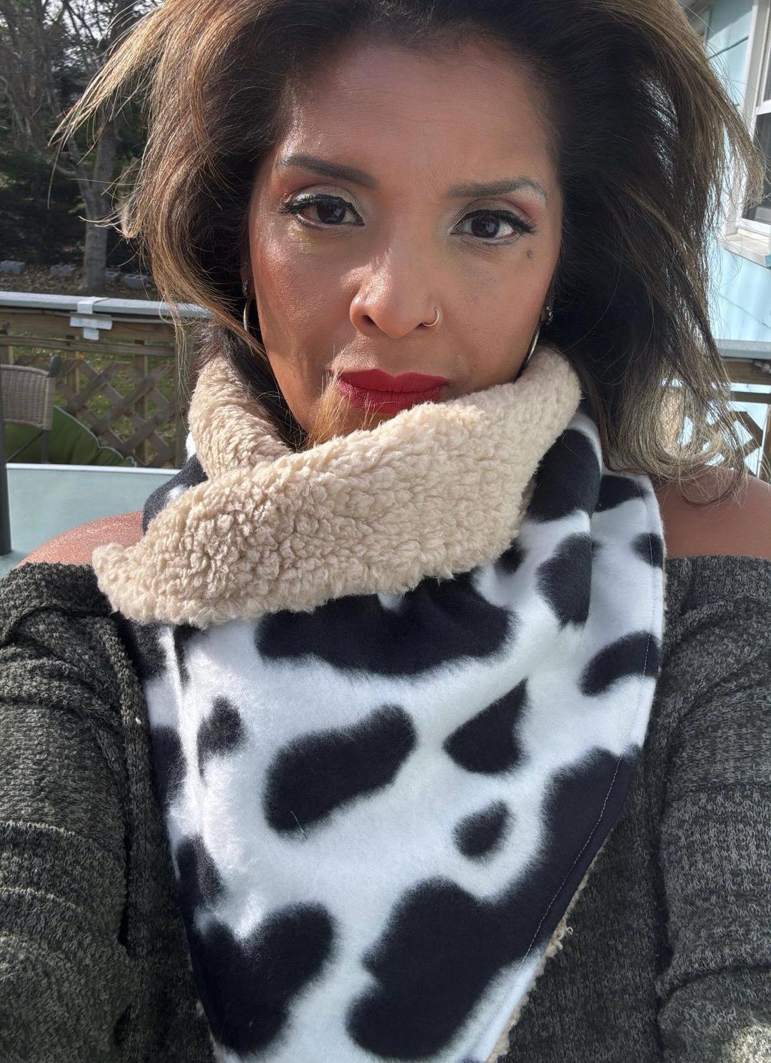Western Cowboy Cow Print Scarf, Cow Print Winter Scarf, Wrap Around ...