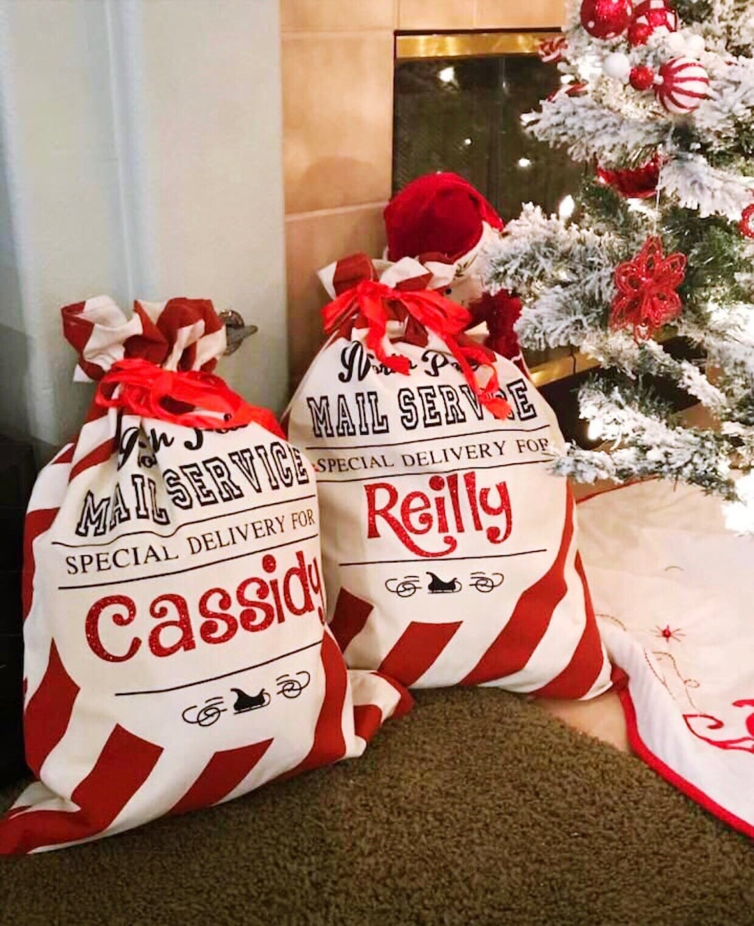 PERSONALIZED SANTA SACK Candy Cane Red Stripe Canvas Sack - Etsy