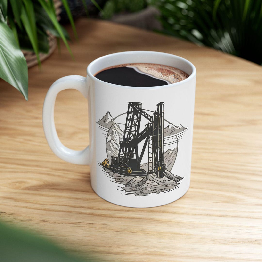 Oil Rig, Drilling Theme Ceramic Mug, Unique Engineers Gift, Oil and Gas ...