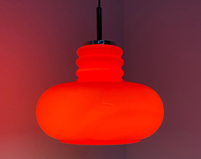 Vintage Peill & Putzler Pendant Lamp - 1960s Red Glass Light Murano ...