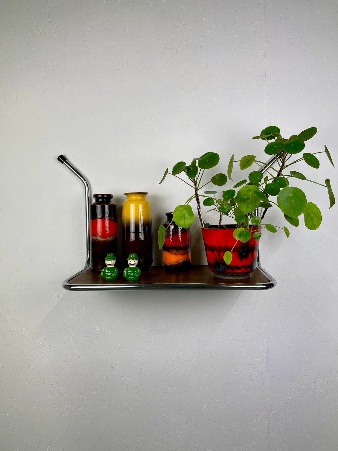 Bauhaus Wall Shelf 50s Vintage Chrome Tube Oak Shelf Rare Mcm Design - Etsy