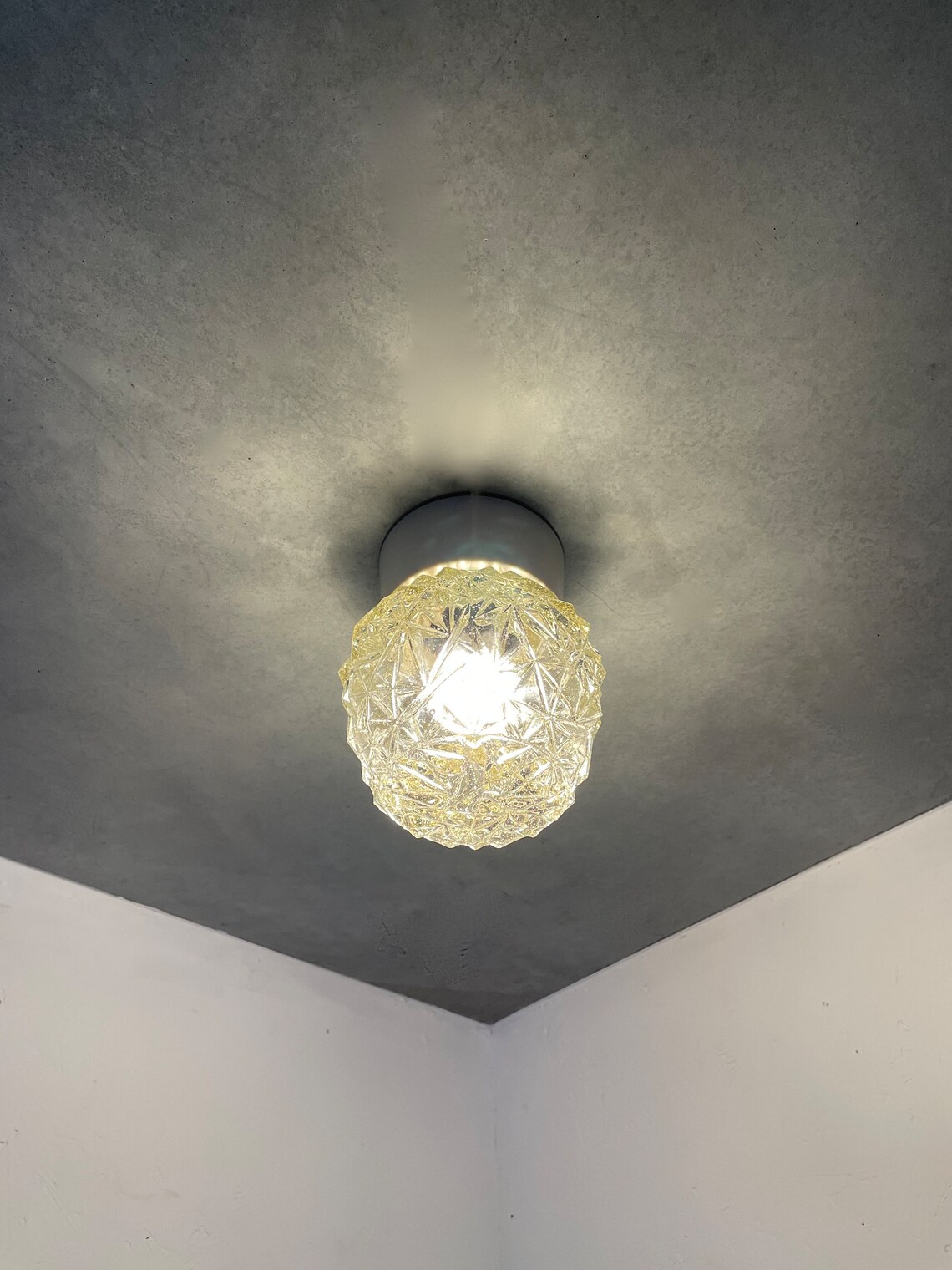 Vintage Art Deco Clear Glass Ceiling Light - 60s Corodex Ceiling Lamp ...