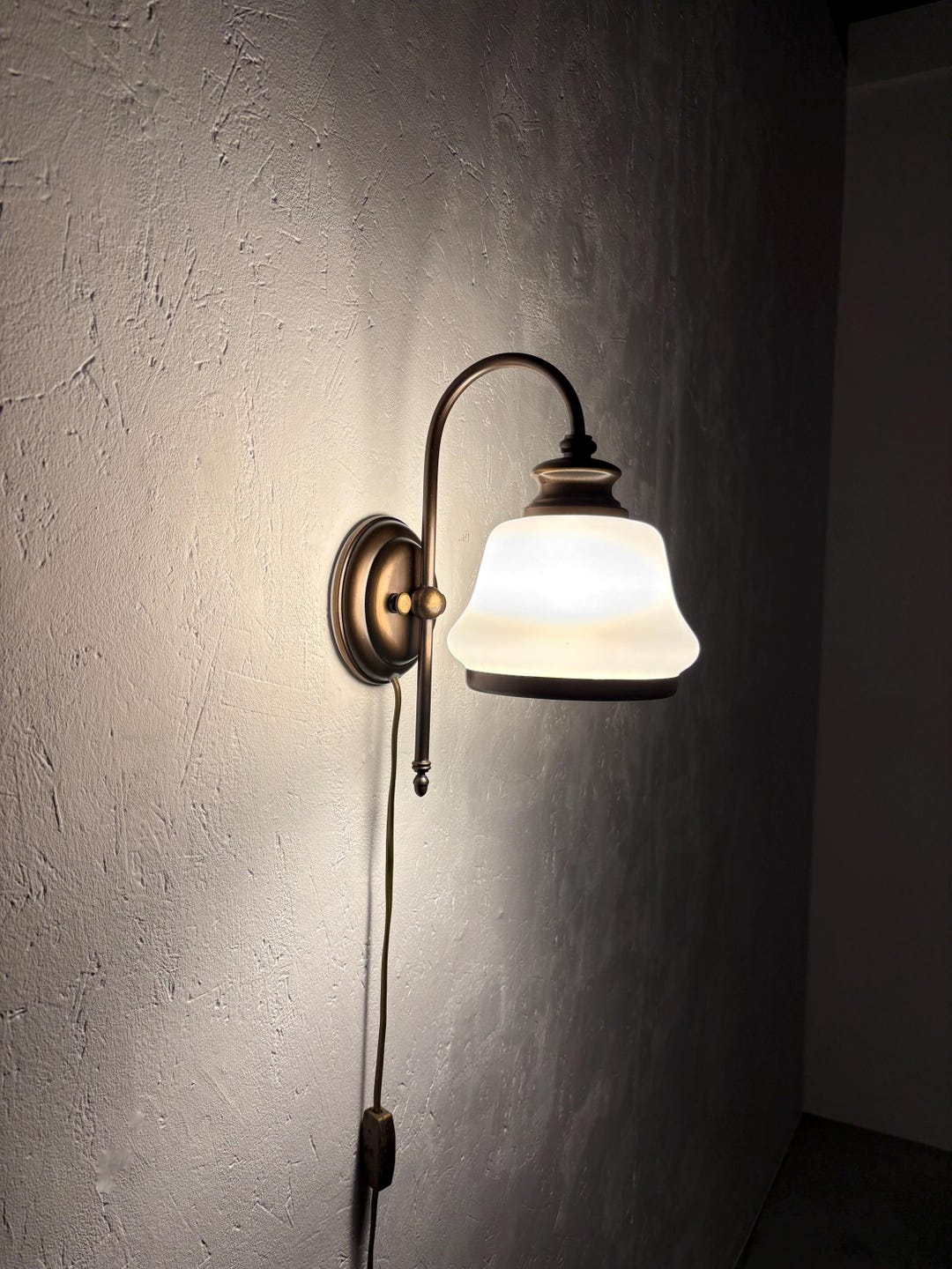 Vintage Brass Glass Frantzen Wall Lamp - Classic Lighting From the ...
