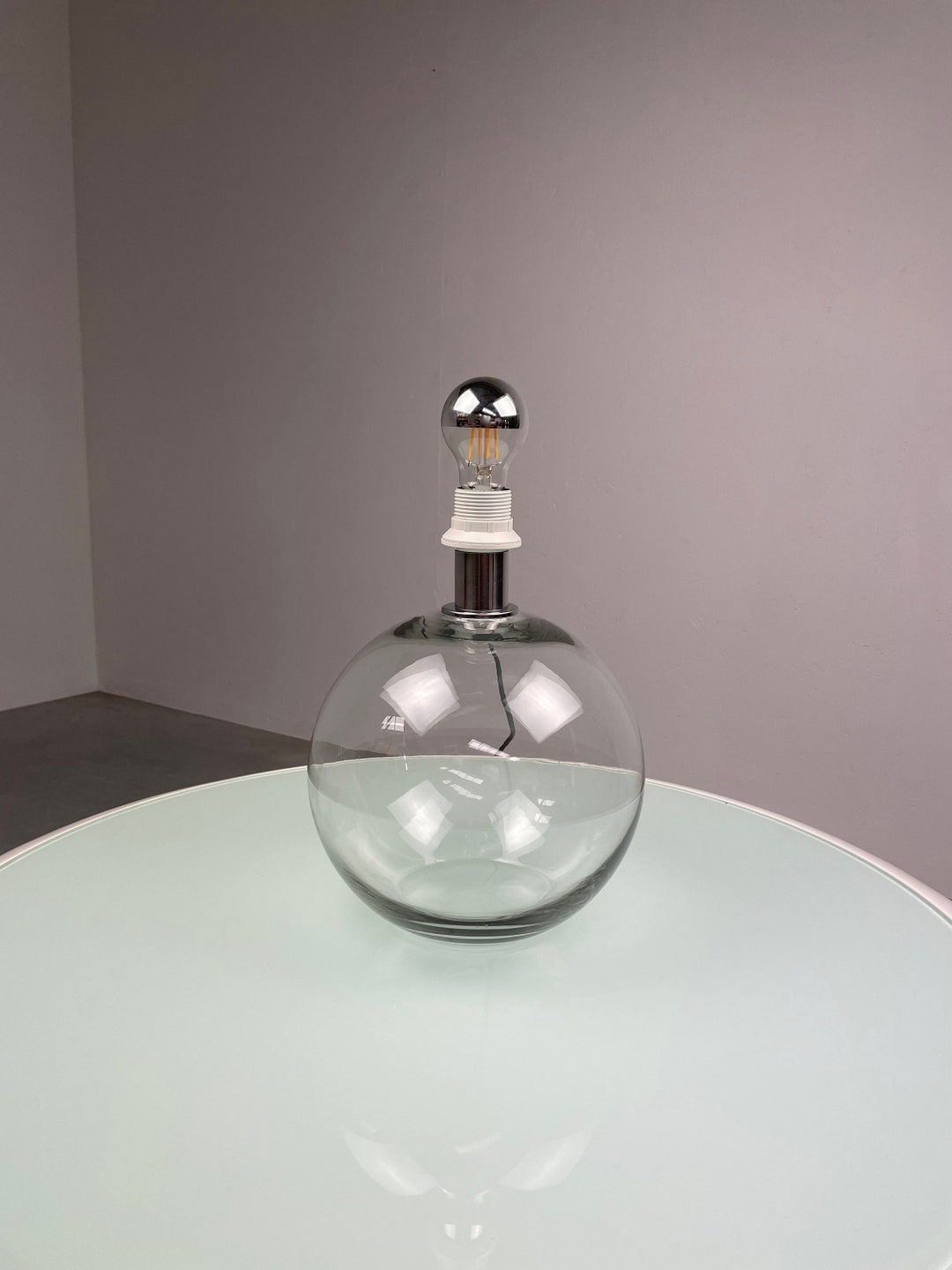 Vintage 1970s Modern Lucent Glass Table Lamp - 70s Desk Clear Glass ...