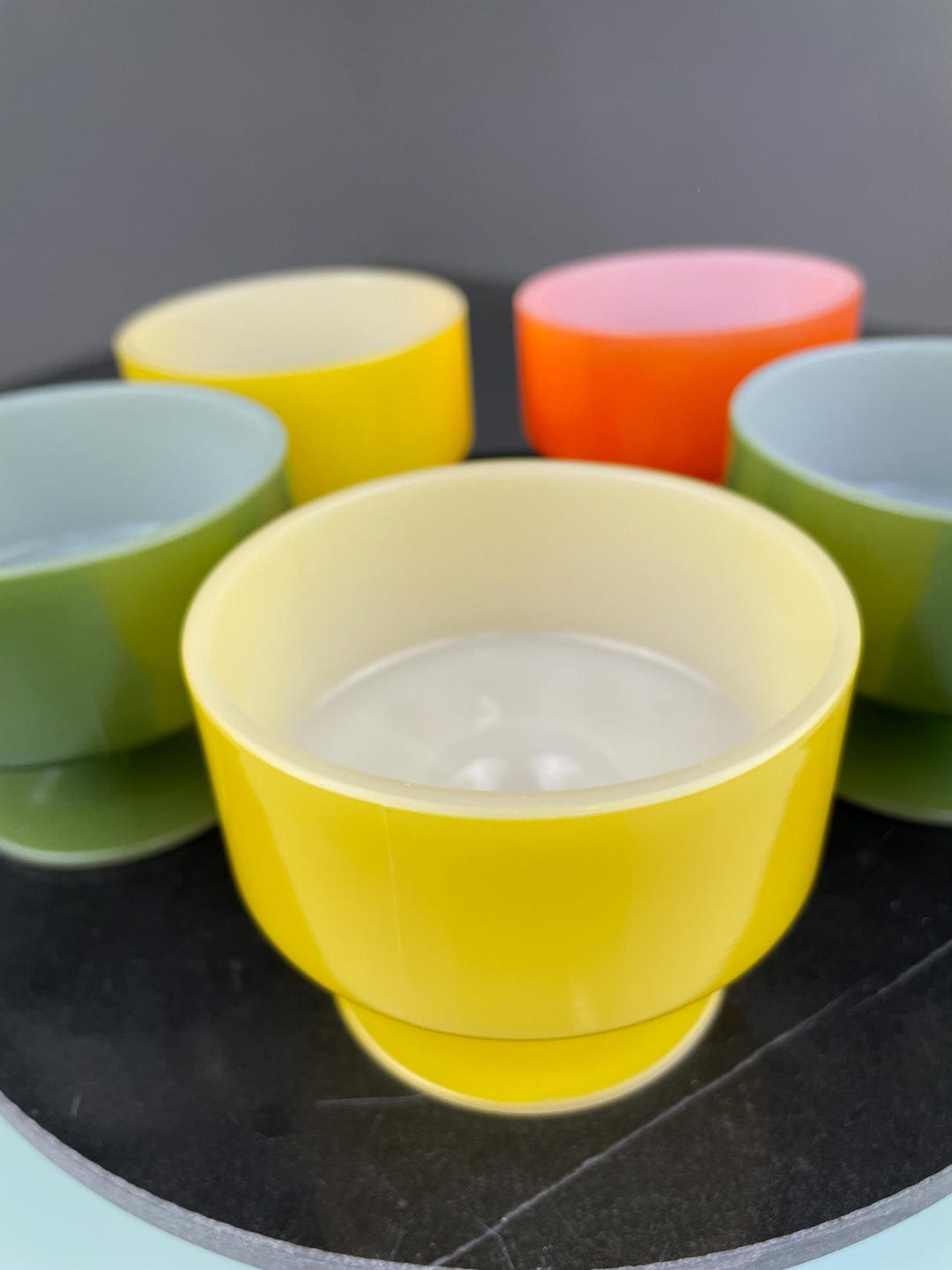 Set of 5 Quality Federal Glass Ice Cream Bowls - Colorful Vintage 70s ...