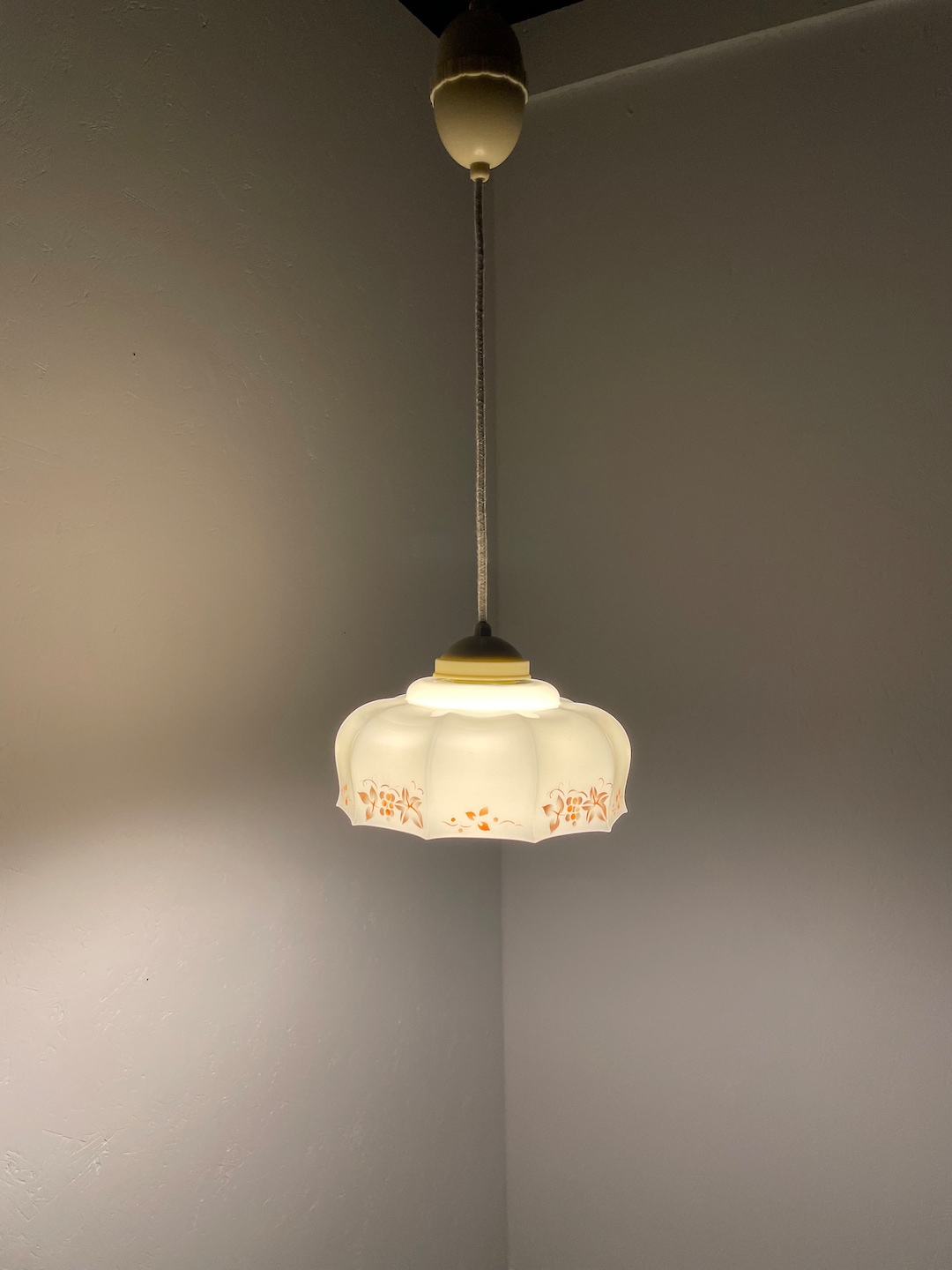 Mid Century Pull Down Pendent Lamp - Erco Leuchten Germany Glass ...