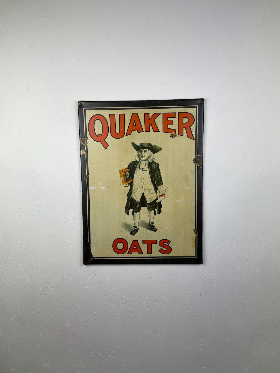 Quaker Oats Metal Wall Sign - Vintage 1990s Retro Wall Plate ...