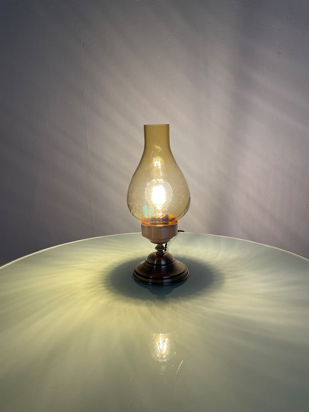 Mid Century Desk Light - Vintage 60s Table Lamp - 1960s Glass Wood ...