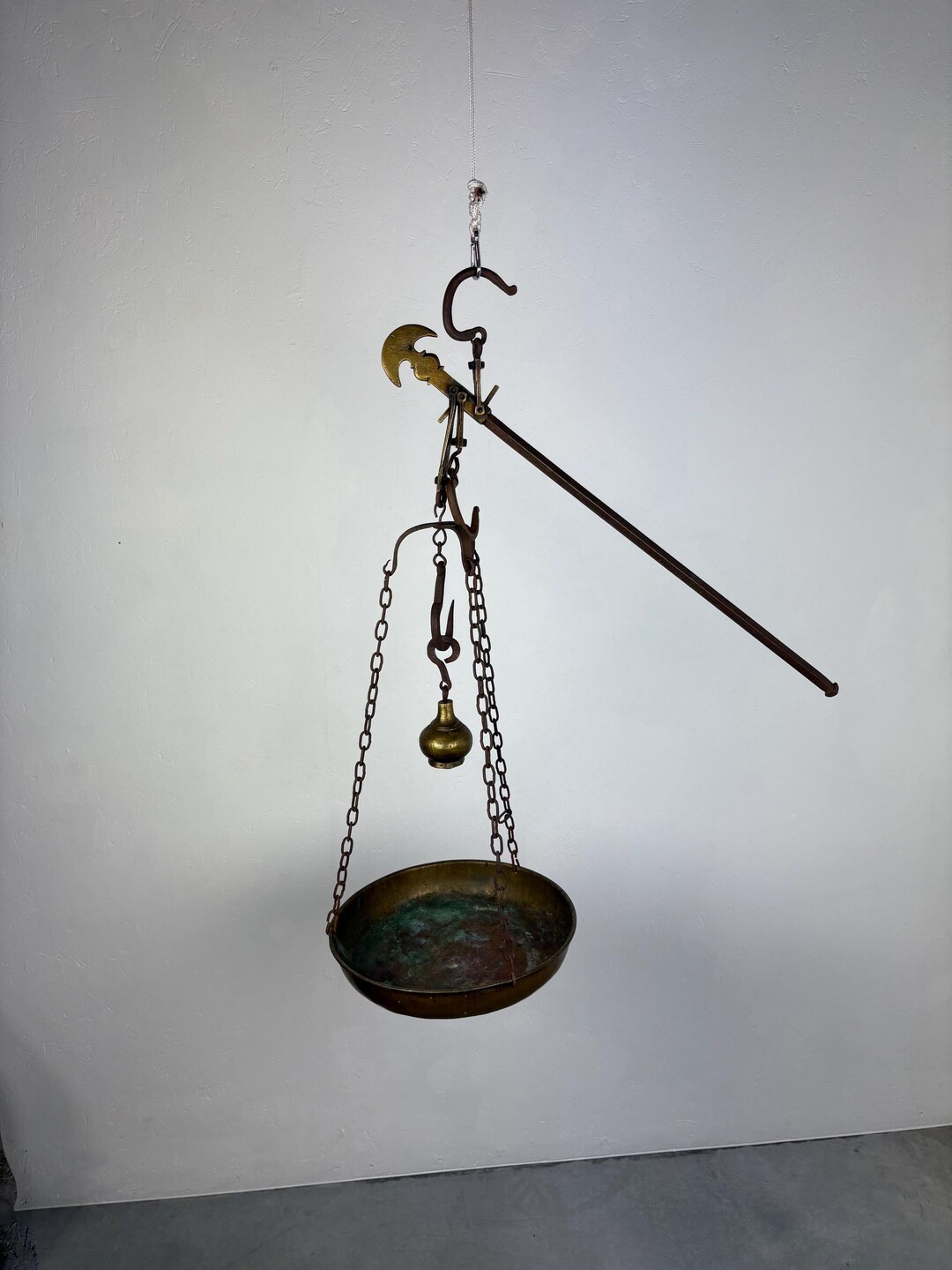 Antique Hanging Scale - Early 1900s Brass Metal Copper Kitchen ...
