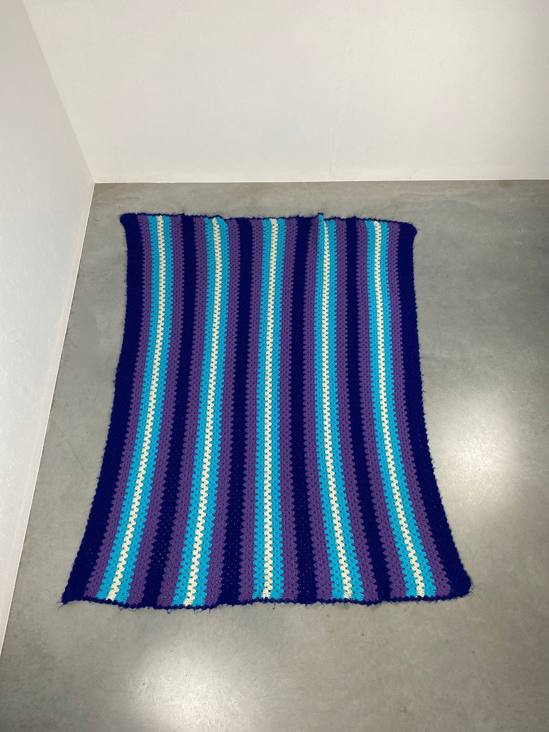 Vintage Crochet Plaid - Retro 1 Person Blanket - Handmade - Etsy