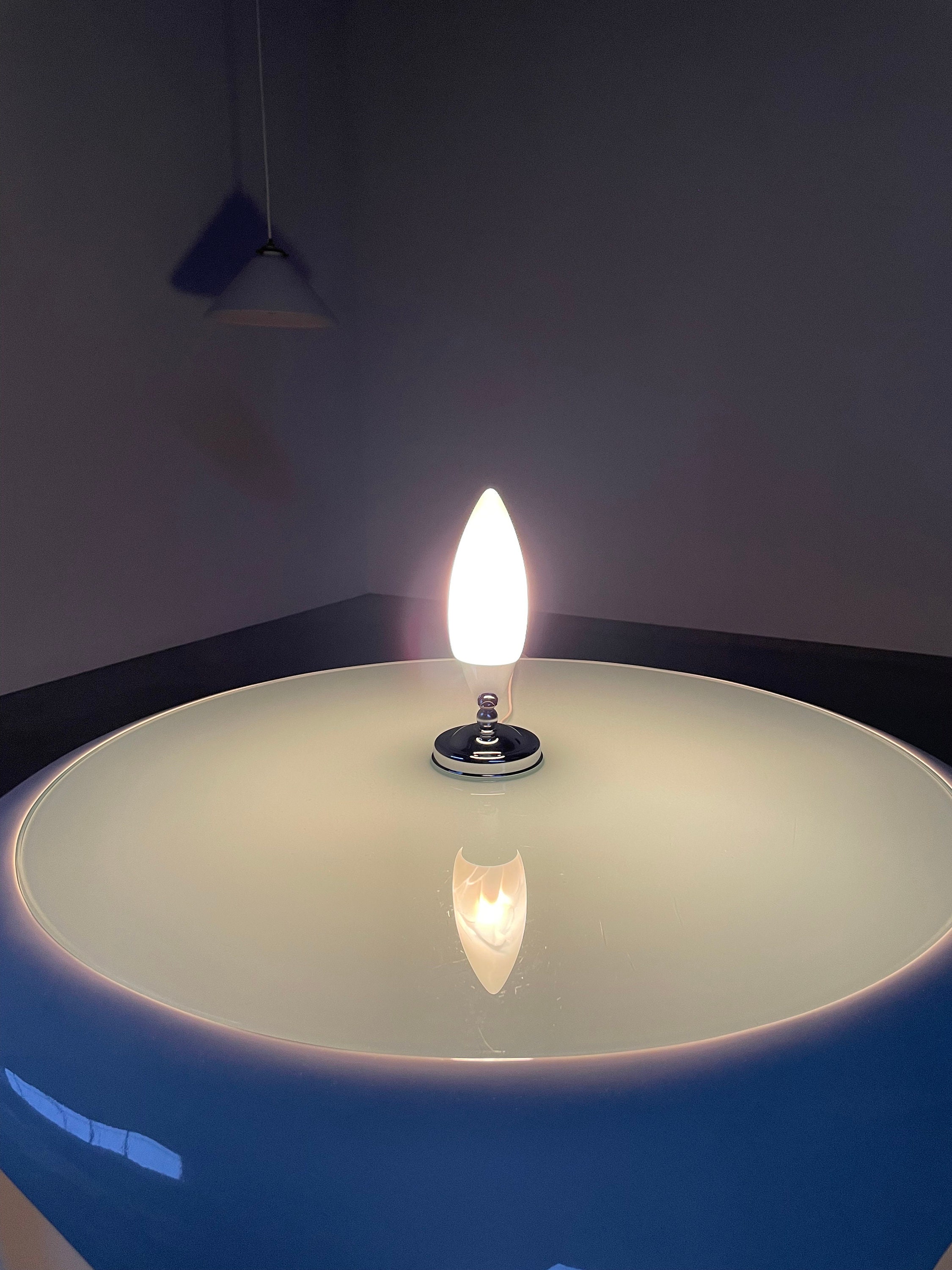 Vintage Glass Table Lamp - Chrome Metal Light - Classic Modern Lighting ...