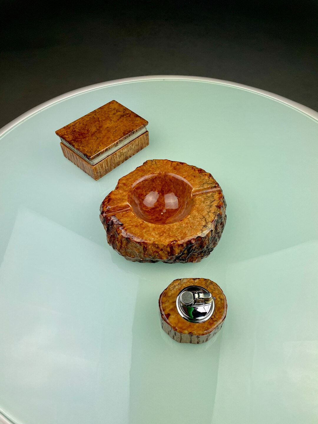 Vintage 70s Smoking Set - Italian Alabaster Smoking Set - Ashtray ...