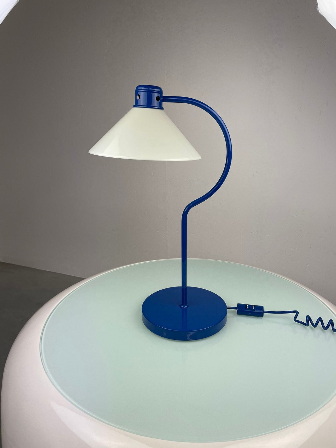 Vintage 1970s Pop Art Desk Lamp - Rare Large Dutch 70s Blue Telephone ...