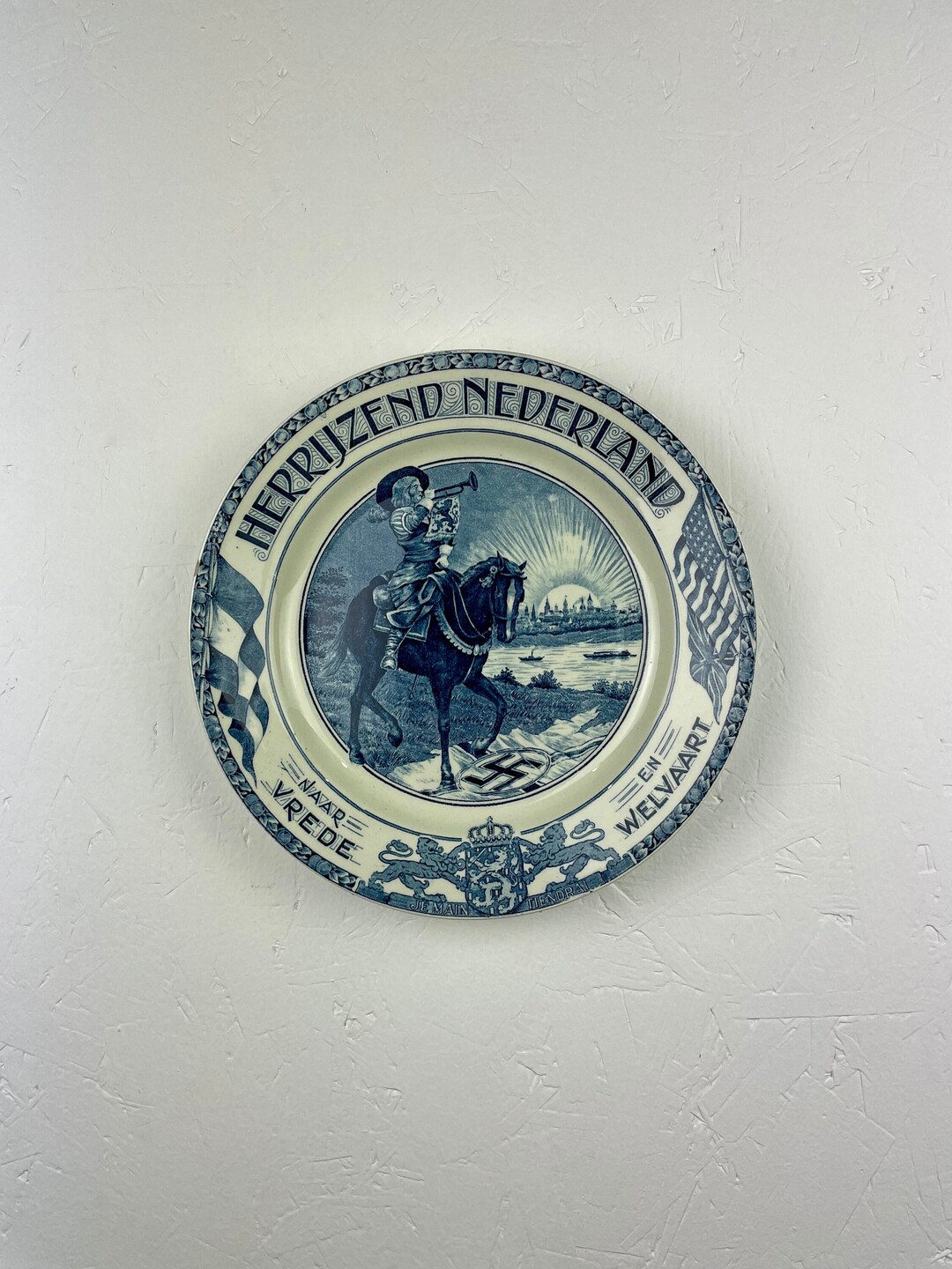 Vintage Delft Blue Plate the Resurgent Netherlands Towards Peace and ...