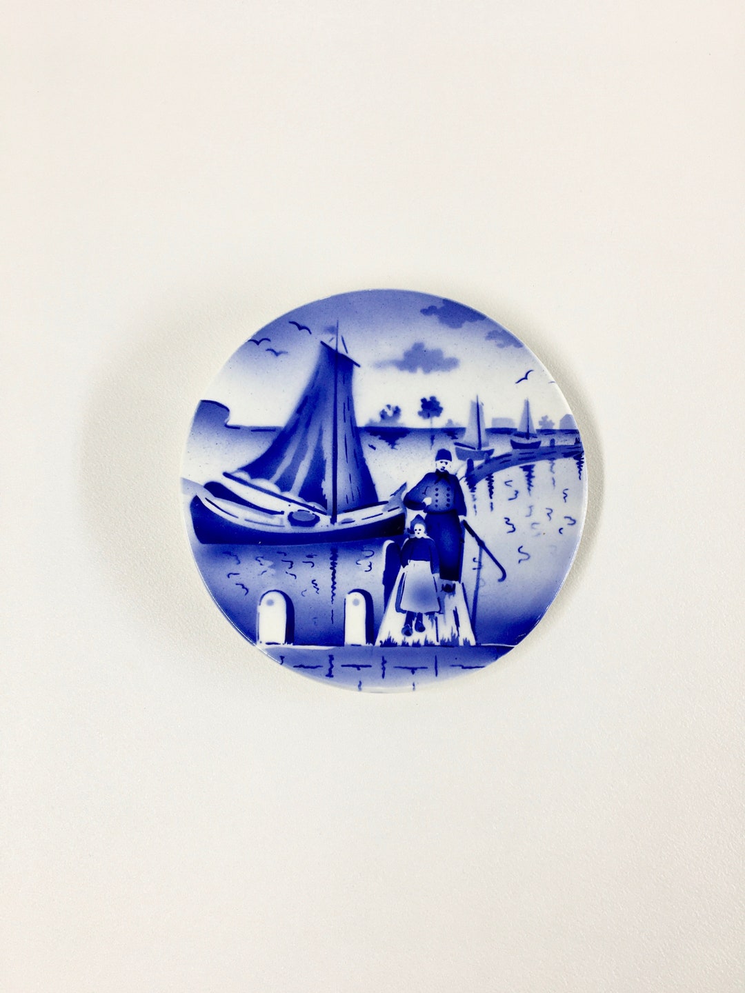 Vintage Dutch Plate - Hollands 1800 Scene Delfts Blauw Wall Bord - Etsy