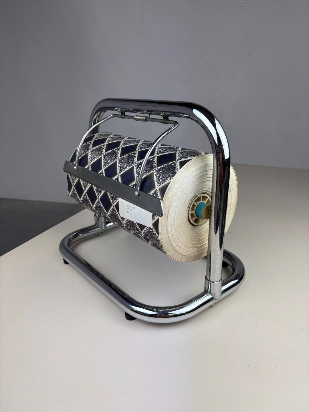 Vintage Chrome Roll Wrapping Paper Stand Including Gift Wrapping Paper ...