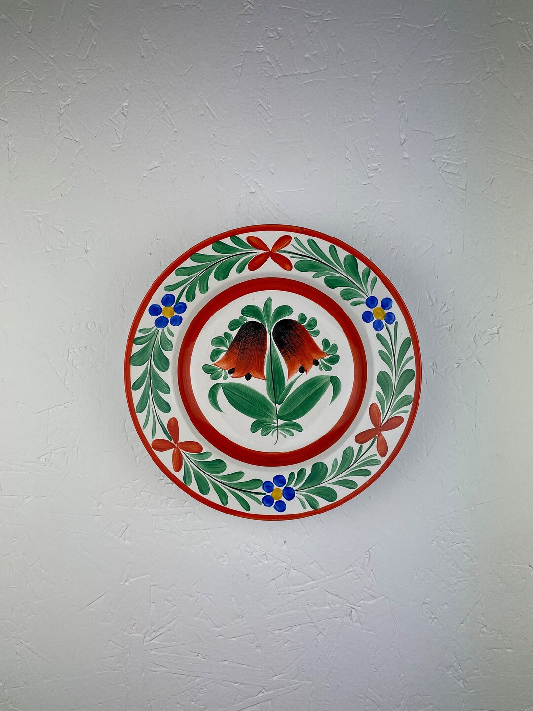 Vintage Ceramic Wall Plate of Flowers - KTV/3 Decorative Hand Made ...