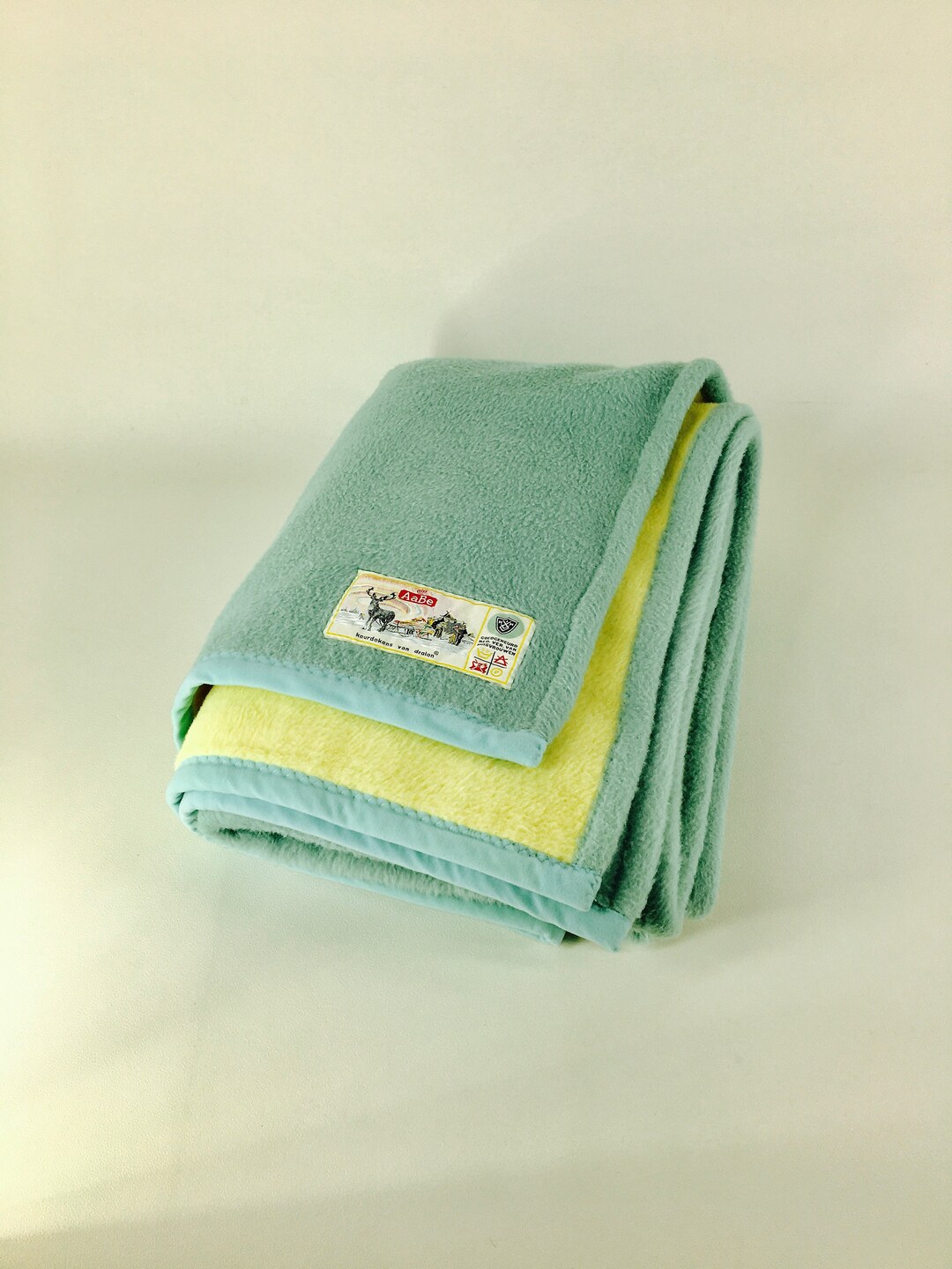 Vintage Aabe Dralon Acrylic Plaid - Retro Green and Yellow Blanket 70's ...