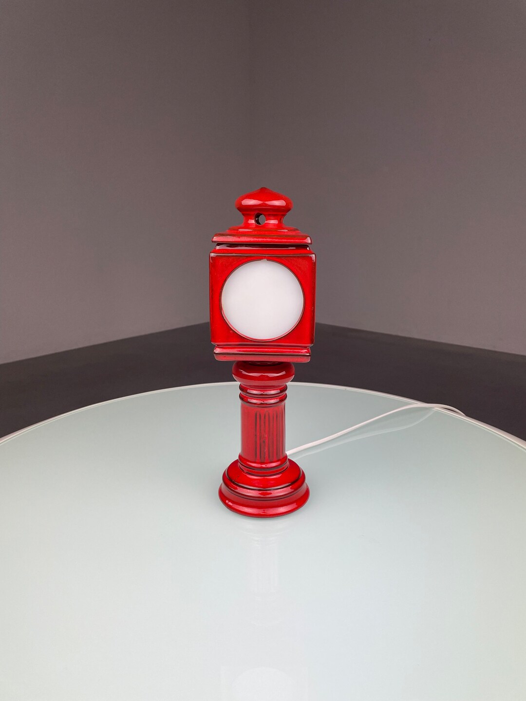 Vintage 70s Ceramic Table Lamp - Rare Red Design 1970s Desk Light - Etsy