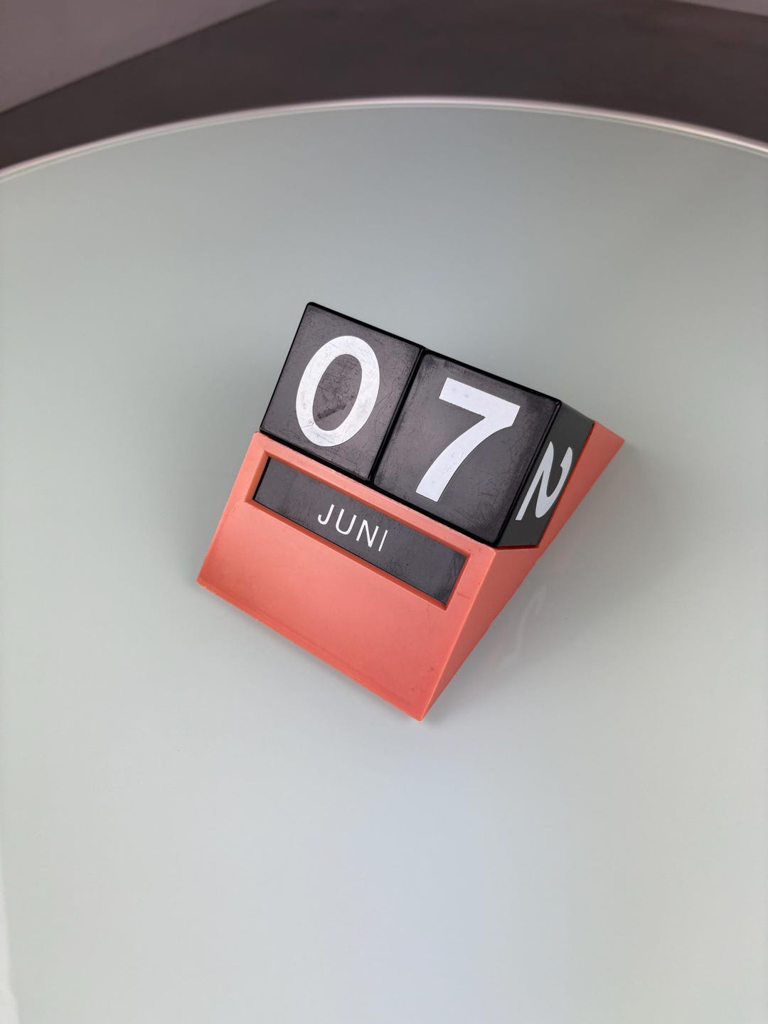 Vintage Perpetual Calendar Table Model Plastic Triangle Orange Black ...