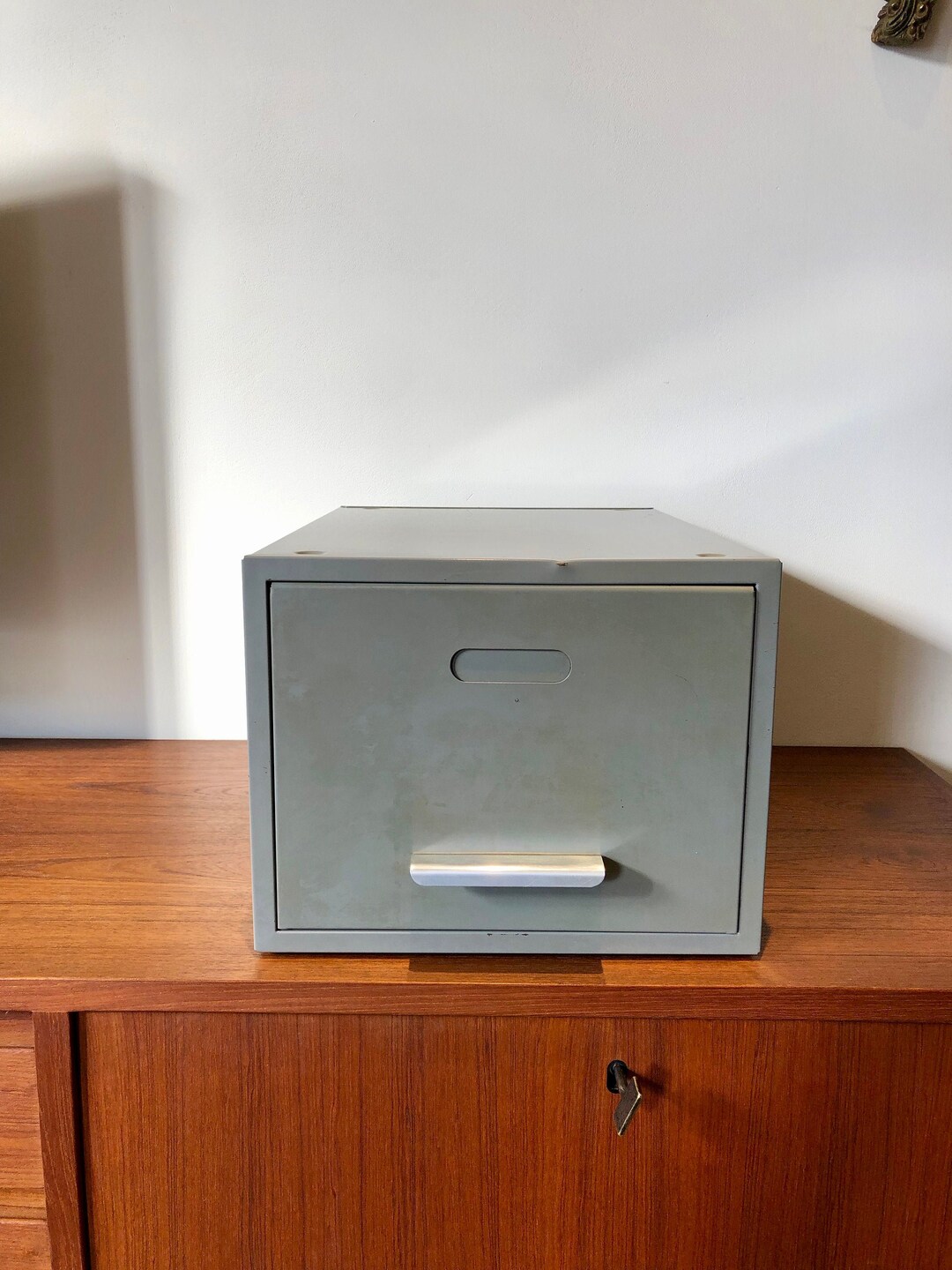Industrial Metal Archive Holders - Vintage Gray Box - Retro 1970s ...