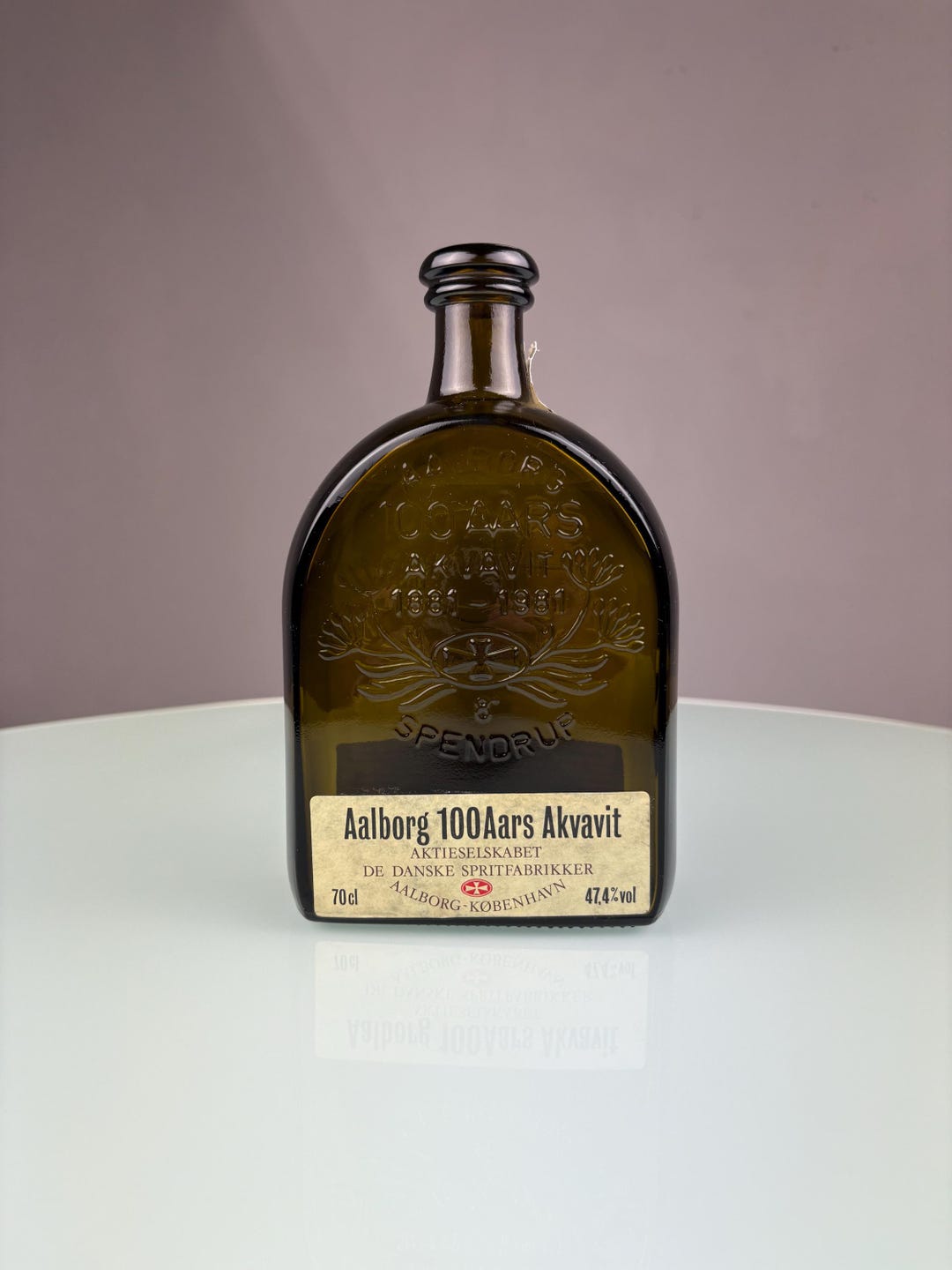 Vintage Scandinavian Glass Bottle - Aalborg 100 Aars Akvavit Bottle ...
