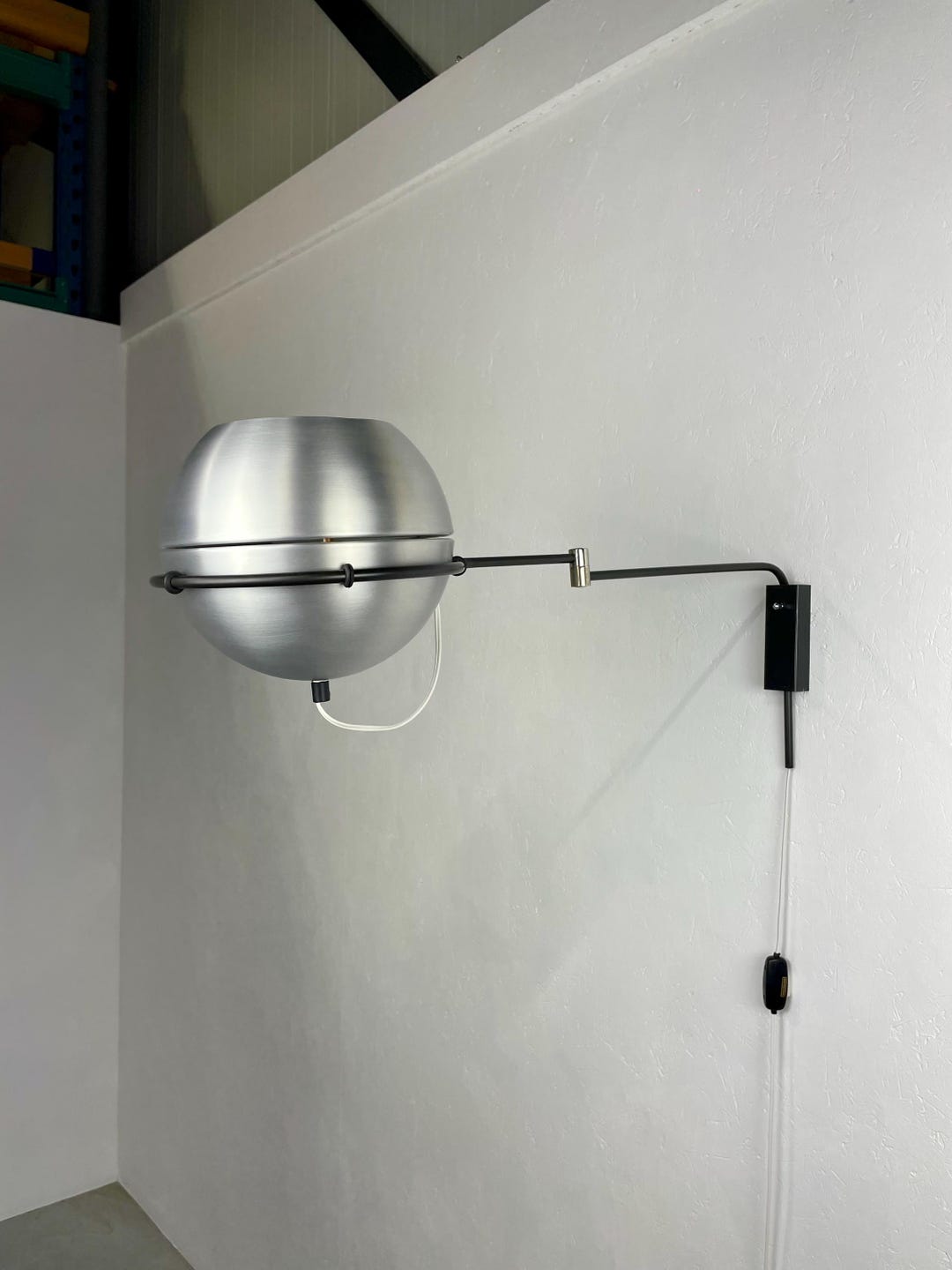 Space Age Design Lighting From the 70s Rare Swivel Wall Lamp Aluminum ...