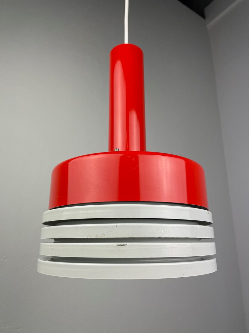 Vintage VEB Metalldrücker Halle pendent light 60s DDR red - Etsy Nederland
