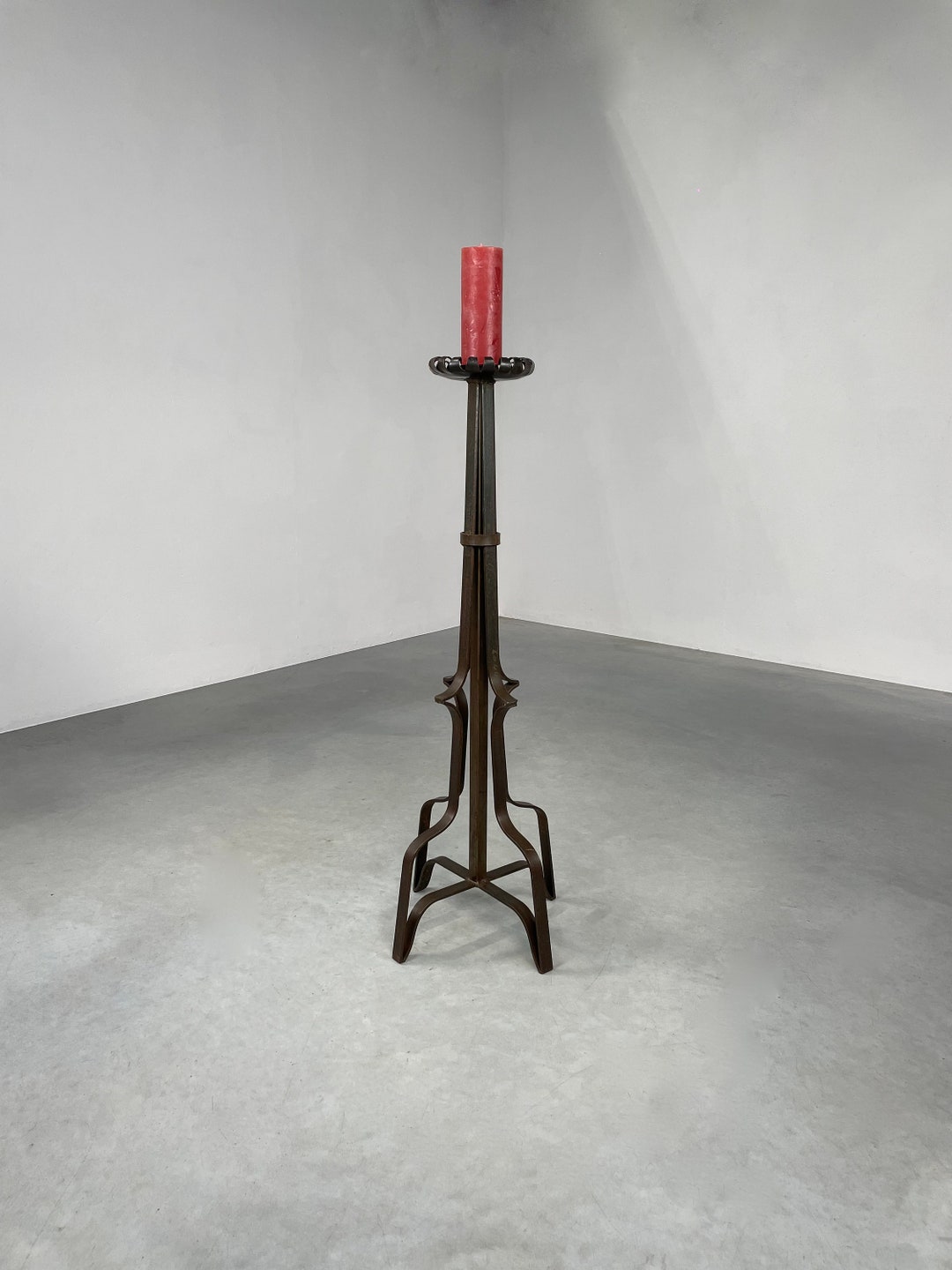 Brutalistic XL Candlestick - Vintage 70s - Heavy Metal Sculptural Floor ...