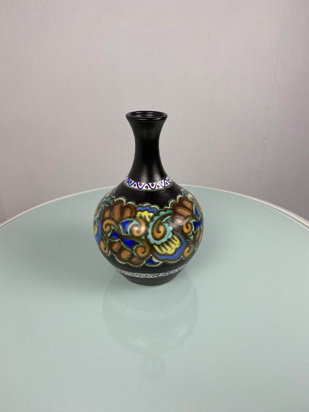 Vintage Pottery Vase Bergen 28 Cm. - Colorful Dutch Ceramic Vase - Made ...