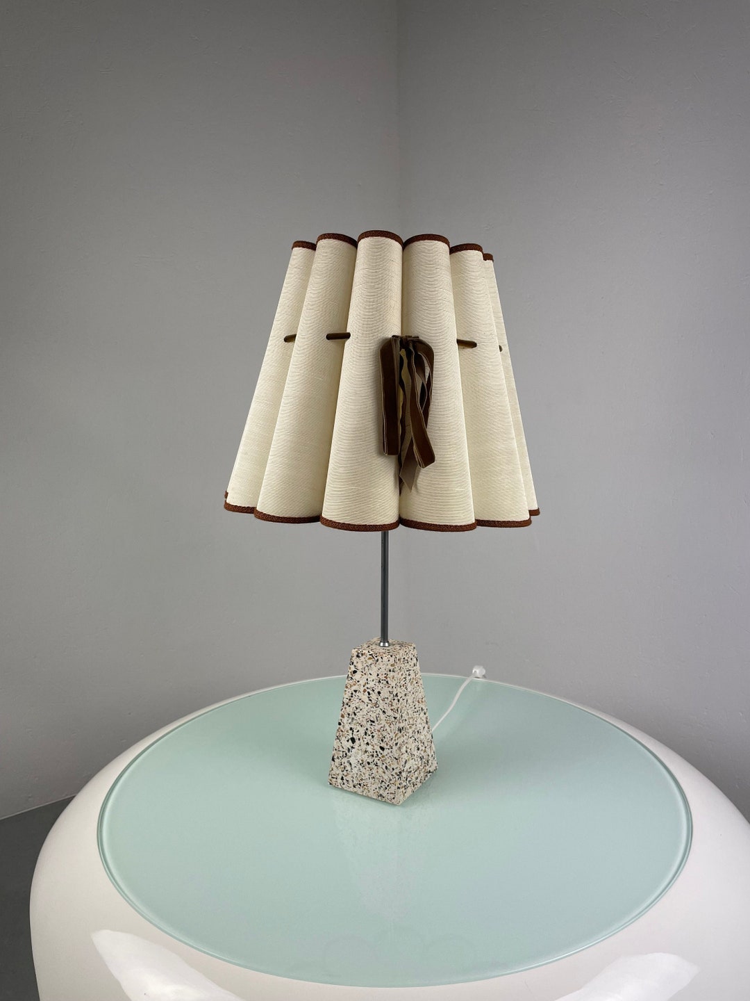 Vintage 60s Table Lamp - Cast Marble Stone Desk Light - Etsy