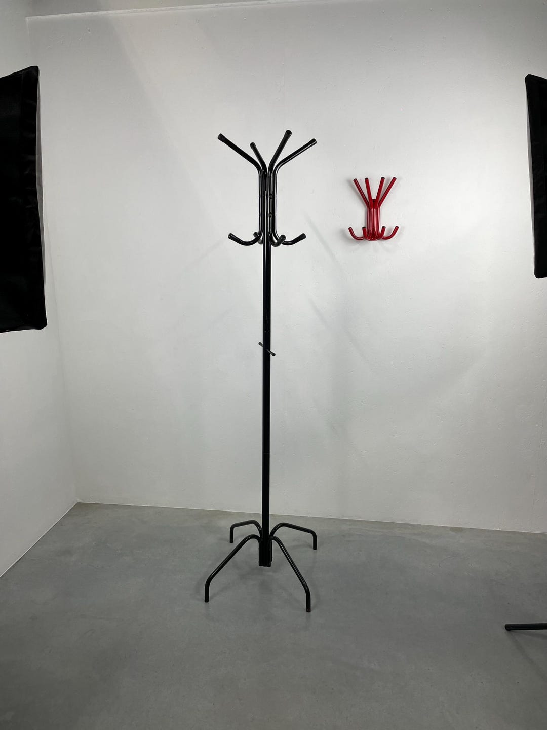 Vintage Tube Metal Standing Coat Rack - Modern Industrial Hooks - Retro ...