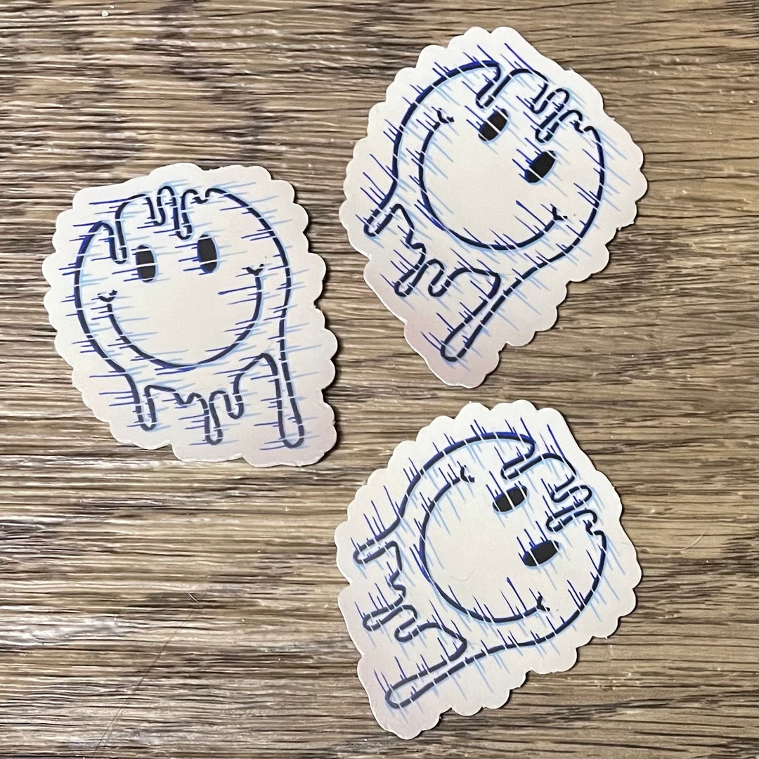 Glitch Smiley Face Sticker - Etsy