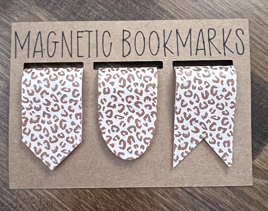 Set of 3 Cream Cheetah/leopard Pattern Magnetic Bookmark, Page Holder ...