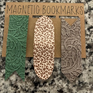 Set of 3 Green Lace/cream Cheetah / Grey Lace Magnetic - Etsy