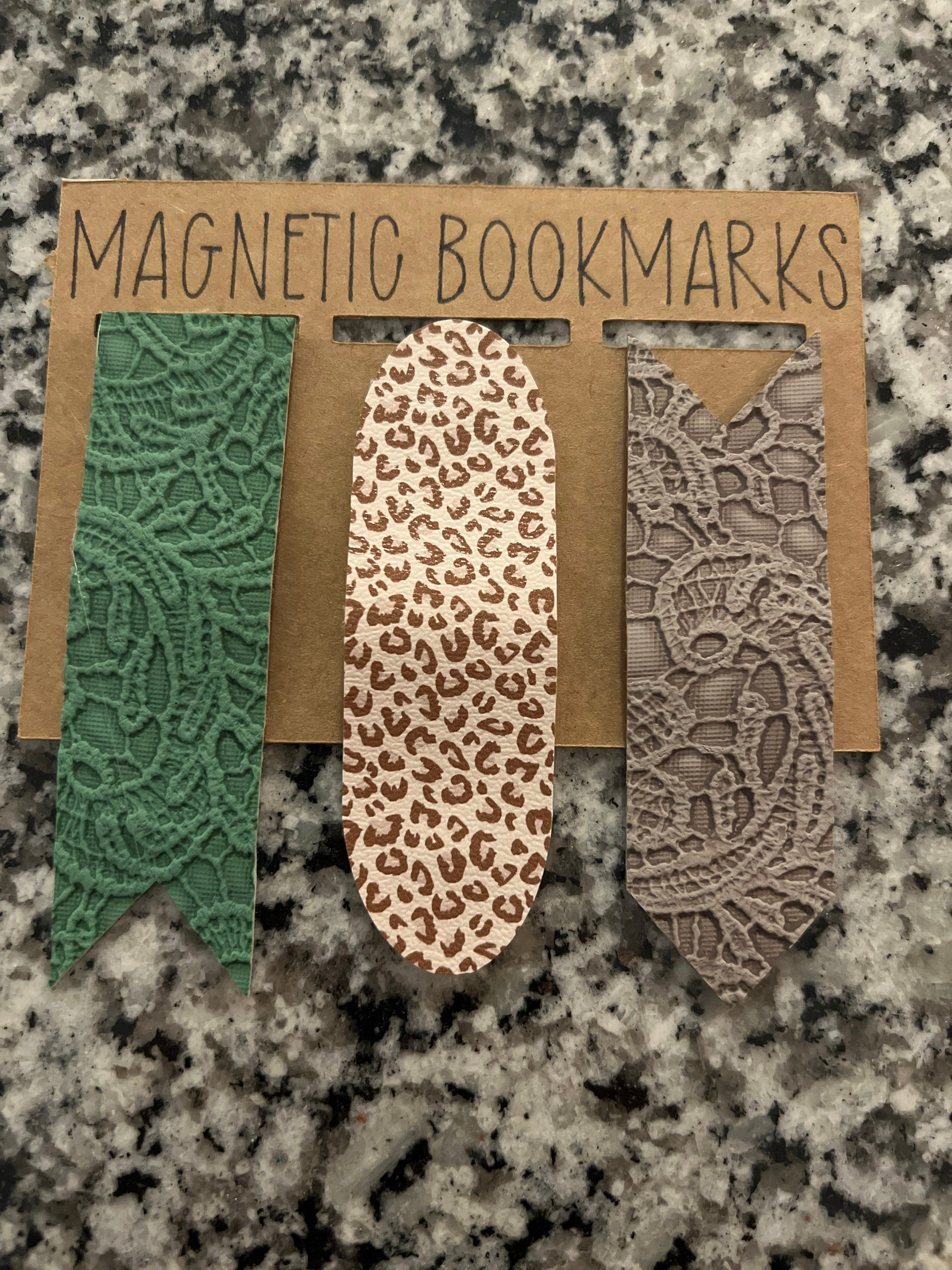 Set of 3 Green Lace/cream Cheetah / Grey Lace Magnetic Bookmarks, Page ...