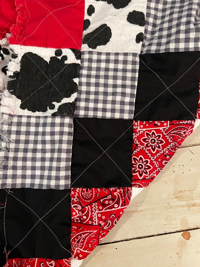 Farm Theme Rag Quilt, Baby Blanket, Baby Quilt, Cow Print , Gender ...