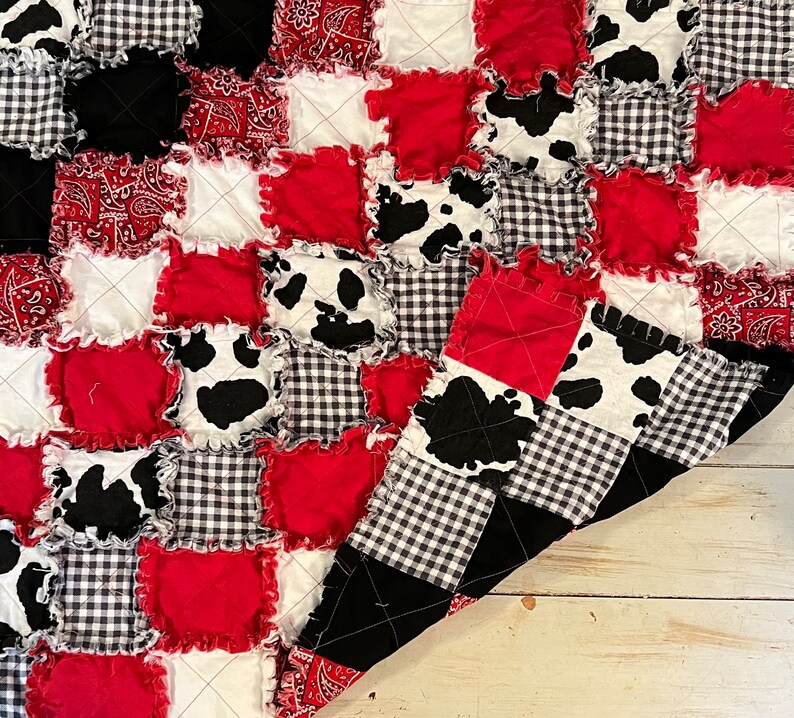 Farm Theme Rag Quilt Baby Blanket Baby Quilt Cow Print - Etsy