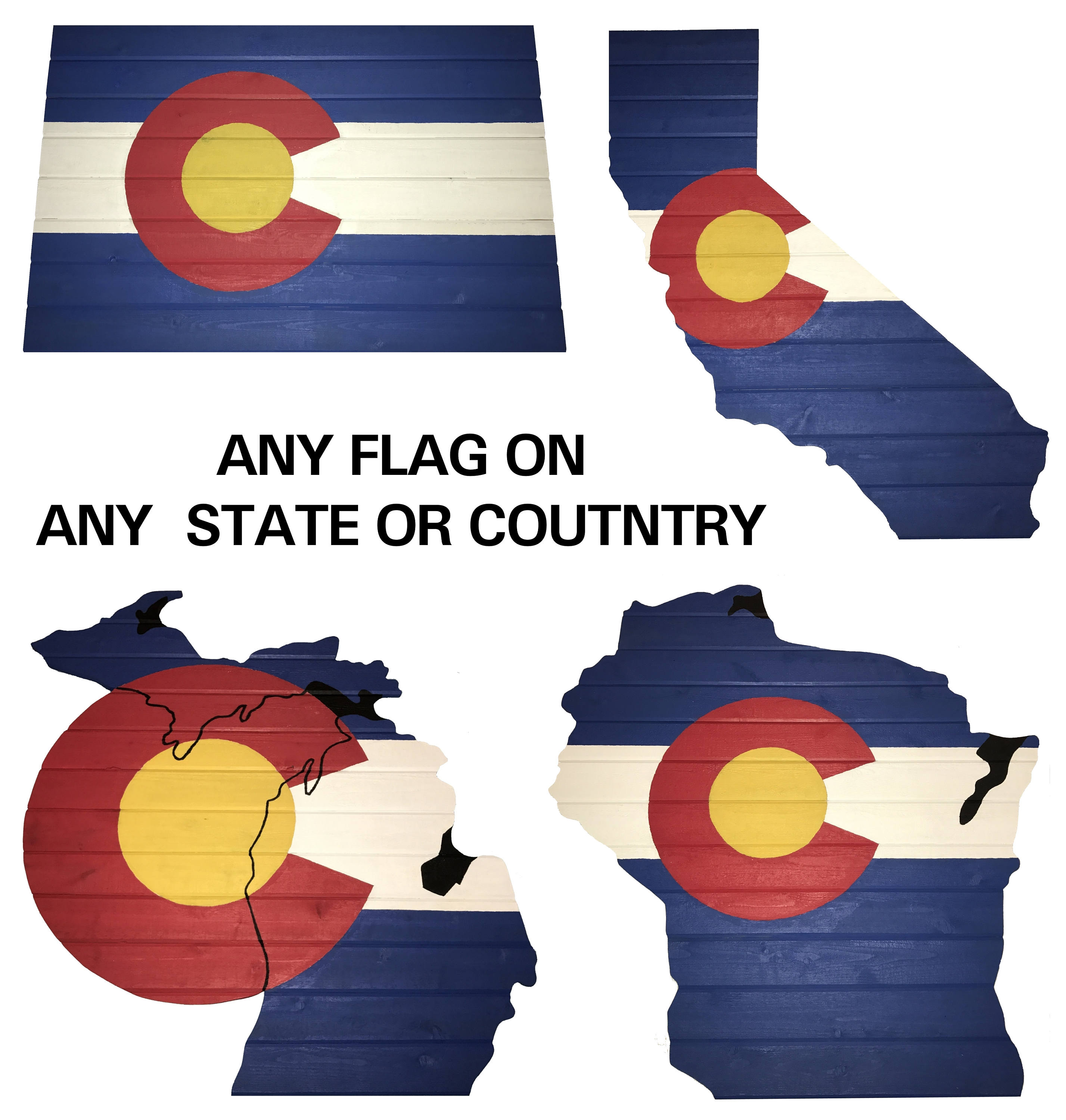 Texas-colorado Cedar Flag Sign Any Flag on Any State or - Etsy