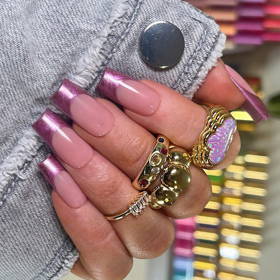 Pink Pony Chrome: Nail Artist • Custom Design Nails • Square • Coffin ...