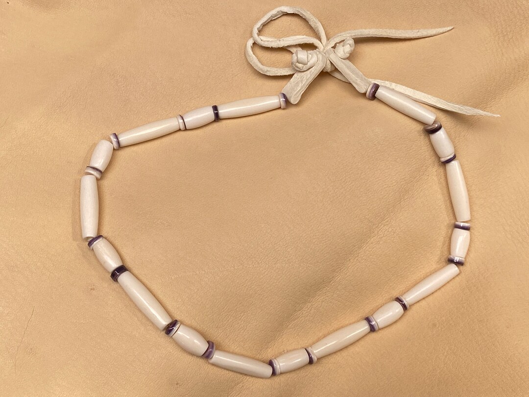 Single Strand White Hairpipe & Wampum Beads Necklace - Etsy
