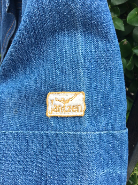 Vintage 1970's Jantzen Safari Style Denim Shirt Jacket - Gem