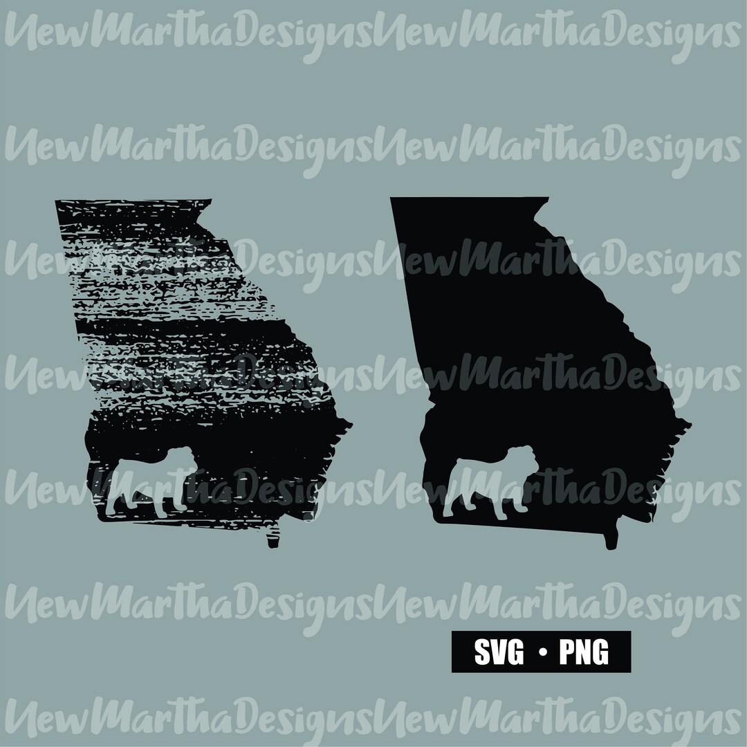 Georgia State Bulldog SVG PNG Files || GA State Distressed and Solid ...