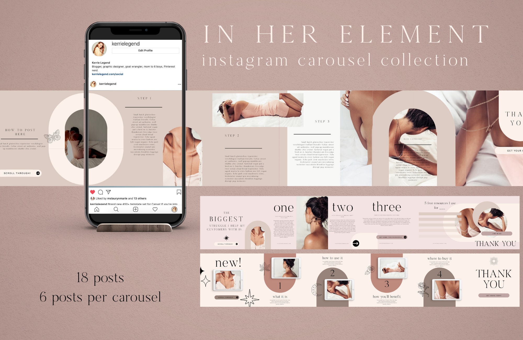 Instagram Post Carousel For Canva In Her Element Instagram Carousel Images