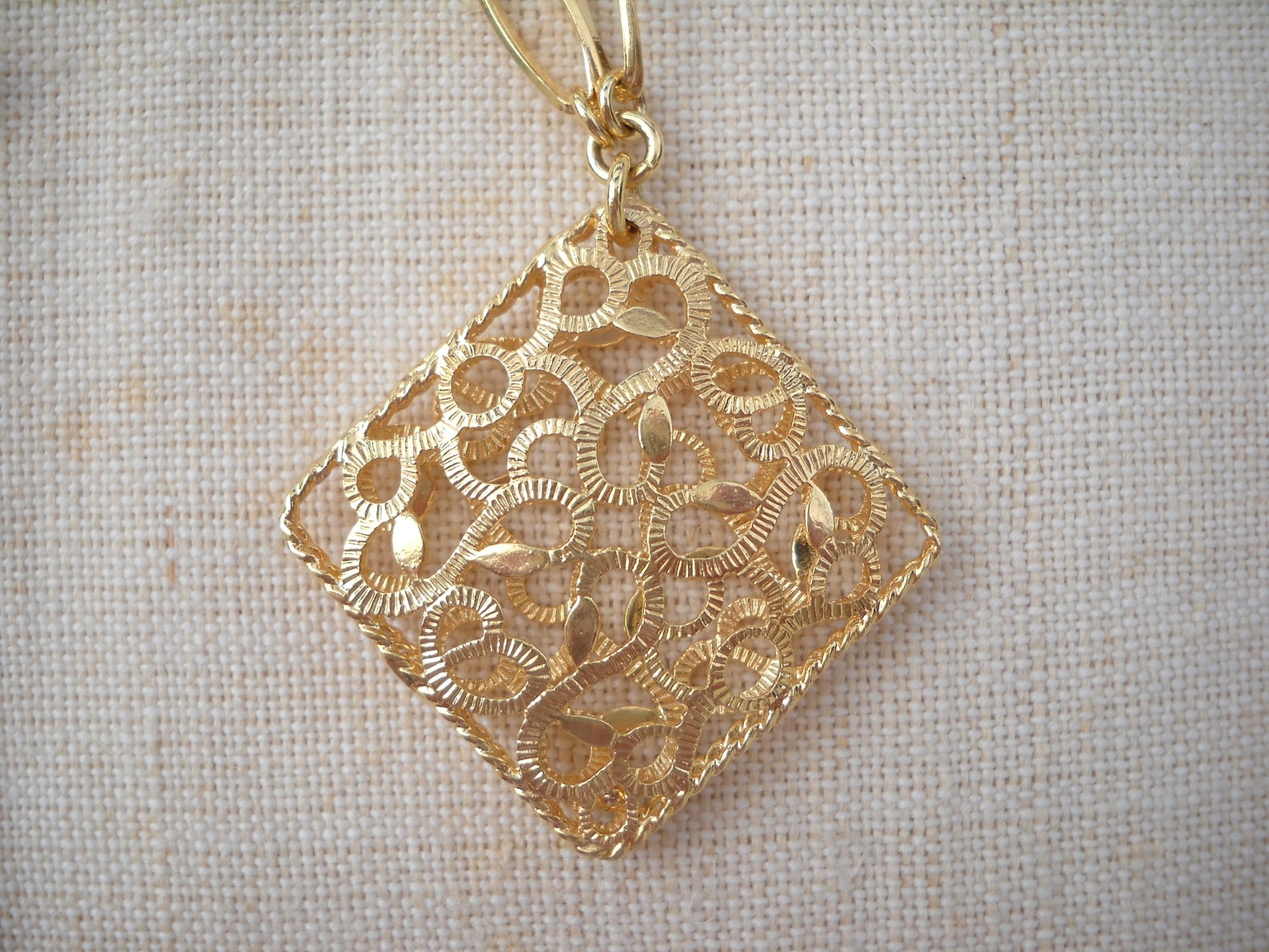Necklace Gold Filled - Made in Italy 90's - Chain With Rhombus Pendant ...