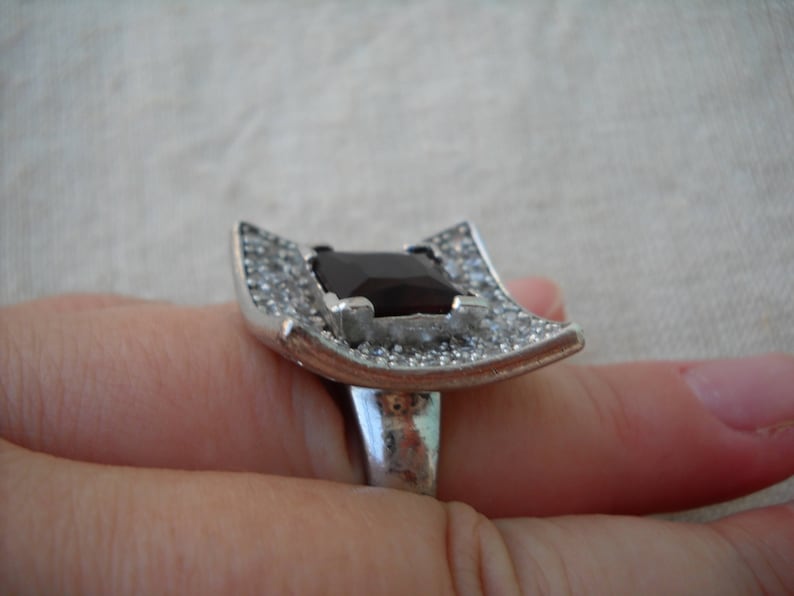 1960 Ring Made in Italy Silver, Garnet and Cubic Zirconia - Etsy