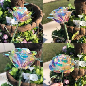 Galaxy Rainbow Rose Night Light Warm Light Stand Romantic Flower Lamp ...
