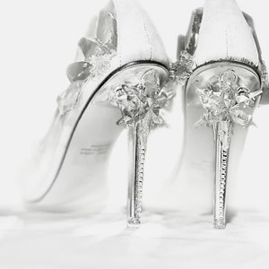New Queen Elsa Shoes Crystal Blue Ice Glass Slippers Wedding Shoes ...
