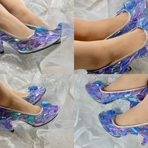Cinderella Glass Slippers Lavender Purple Blue Crystal Shoes for ...