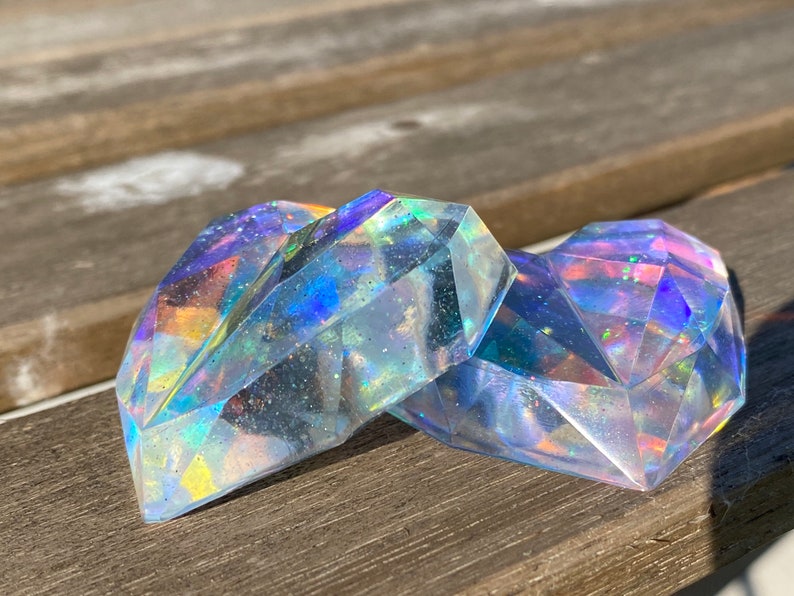 Multicolour Clear Resin Heart Pendant Shin Like Crystal - Etsy